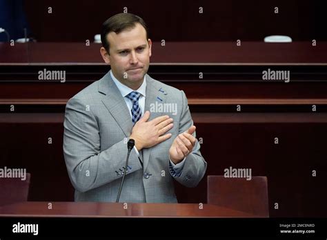 Florida Speaker Of The House Chris Sprowls Gestures As He Gives His Farewell Speech During A