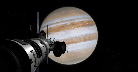 Space Station In Orbit Of Jupiter Stock Illustration Illustration Of
