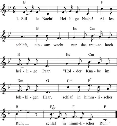 Noten Liedtext und Midi MP3 zum Anhören des Lieds Stille Nacht