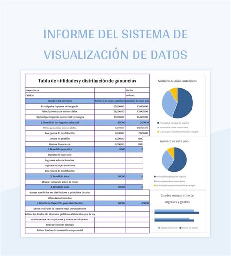 Plantilla De Excel Informe Del Sistema De Visualizaci N De Datos Y Hoja