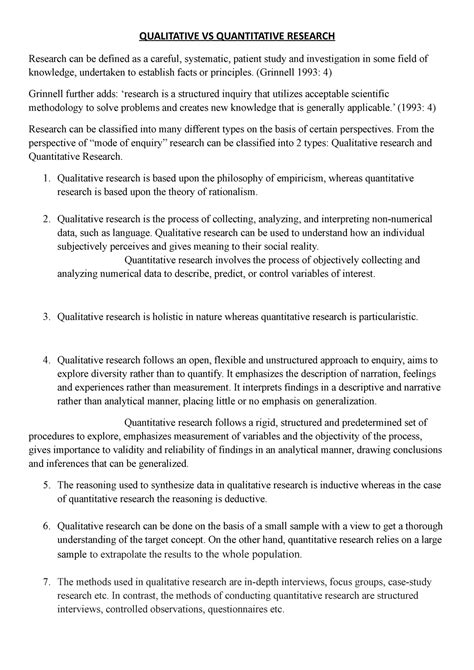 Qualitative VS Quantitative Research QUALITATIVE VS QUANTITATIVE