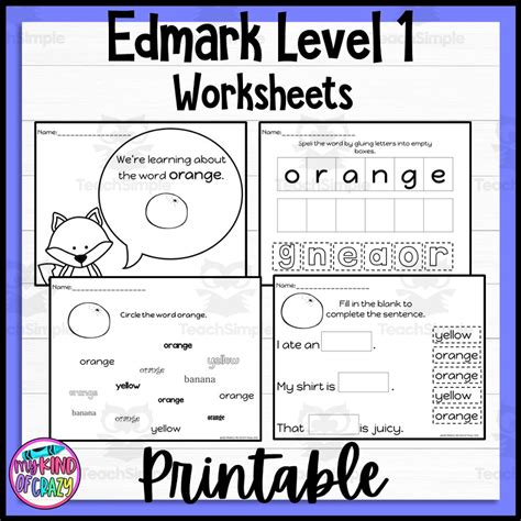 Edmark Level 1 Set E Printable Special Ed By Teach Simple