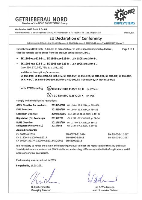 Eu Konformit Tserkl Rung Frequenzumrichter Sk E Atex Richtlinie