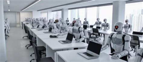 Premium Photo Blured Background Machine Ai Bot Working In The Office For Industrial Revolution