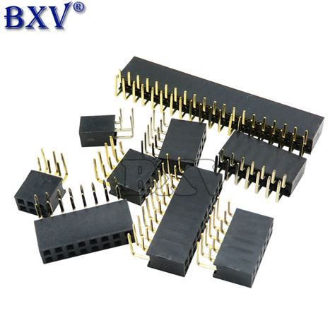 2 54mm R A Double Row Female 2~40p Pcb Board Right Angle Pin Header Socket Connector Pinheader 2