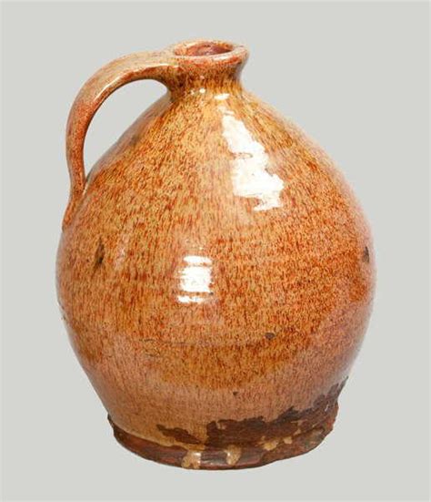 Exceptional Glazed Redware Jug New England Origin Pro
