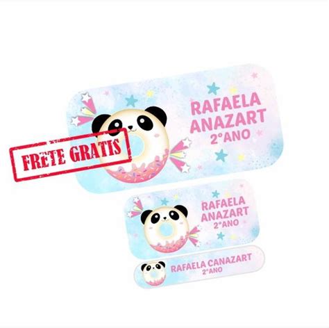 Etiquetas Escolares Panda Donuts 110un Frete Grátis Elo7