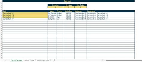 Excel Simple Task List Template Etsy