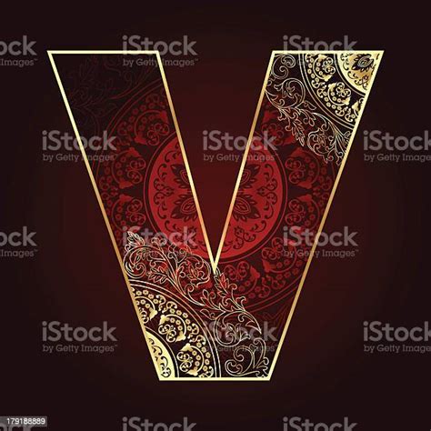 알파벳 빈티지 플로럴 Swirls 알파벳 V 0명에 대한 스톡 벡터 아트 및 기타 이미지 0명 고풍스런 금색 Istock