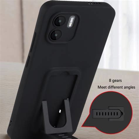 Xiaomi Redmi A1 4g 스트랩 홀더 충격 방지 보호용 전화 케이스렌즈 필름 포함검은색