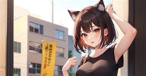 Cute Brown Anime Cat Girl With Skirt Sefinekのイラスト Pixiv