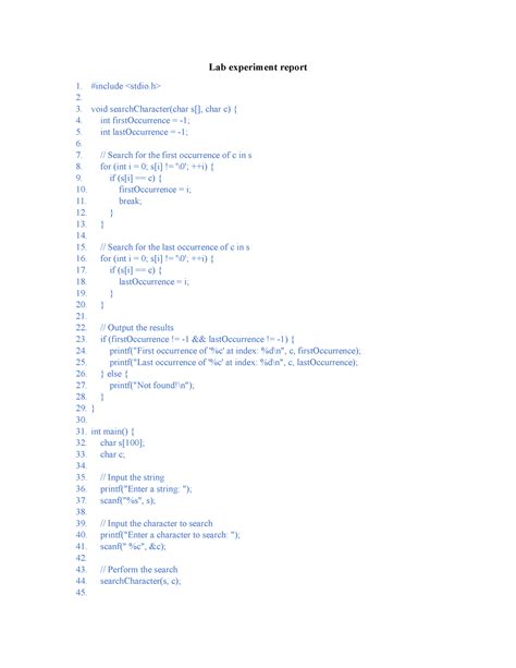 Lab Report Programm Lab Experiment Report Include Void