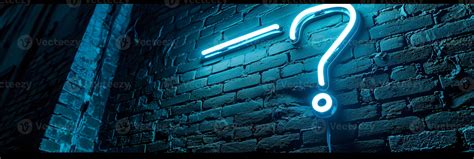 Ai Generated Neon Question Mark Sign Casting Light On Brick Wall