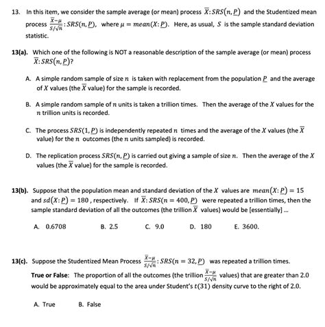 Solved 13 In This Item We Consider The Sample Average Or