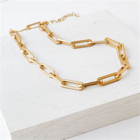 Chunky Adjustable Gold Paperclip Chain Paperclip Chain Necklace Extra