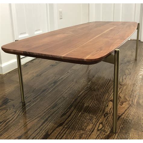 Cb2 Wood And Brass Coffee Table Aptdeco
