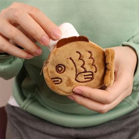 귀여운 붕어빵 미니 손목 동전 지갑 에어팟 케이스 가방 키링 인형 학생 파우치 음식 열쇠고리