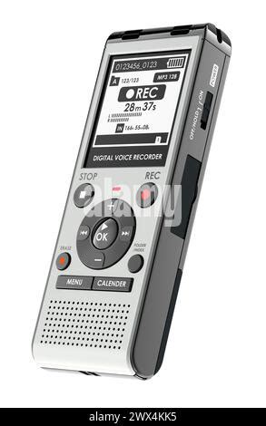 Modern Digital Voice Recorder Dictaphone On Blue Background 3d