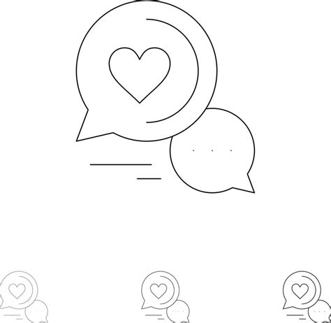 Chat Bubble Message Sms Romantic Chat Couple Chat Bold And Thin Black Line Icon Set 14381348