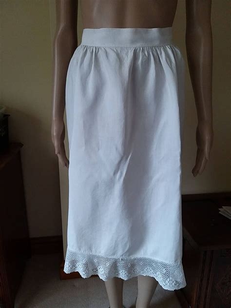 Victorian Edwardian Maids Lawn Linen Half Apron With Lace 1800s