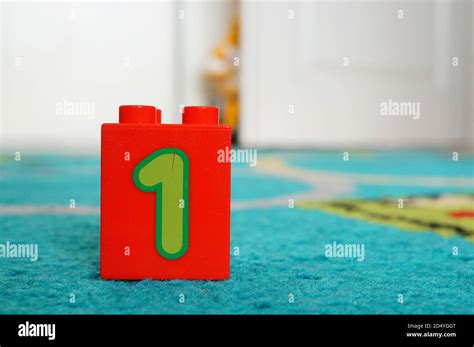 Poznan Poland Feb 21 2017 Red Lego Duplo Toy Block With Number One