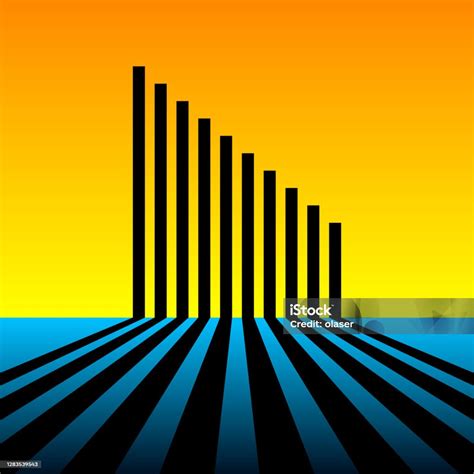 Bar Graph Displaying Decline Sunset Stock Illustration Download Image Now Bar Graph