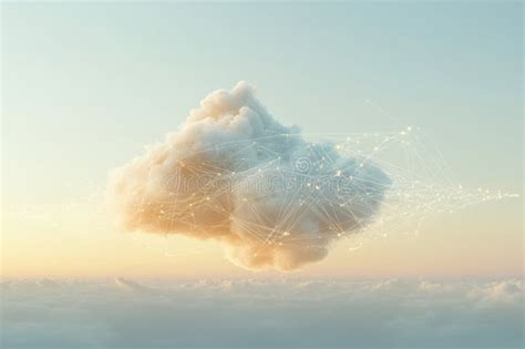 A Conceptual Depiction Of A Data Cloud With Delicate Lines Extending