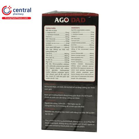ChÍnh HÃng Thuốc Ago Dad Tăng Sức Khỏe Sinh Sản Phái Mạnh