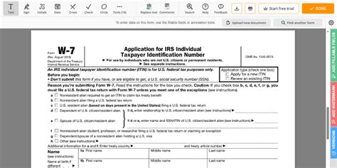 Irs W7 Application Form W 7 Itin Form Printable Instructions In Pdf