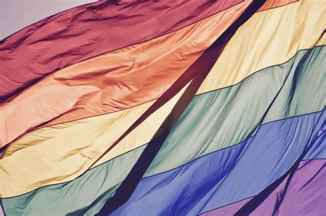 Premium Photo Low Angle View Of Rainbow Flag