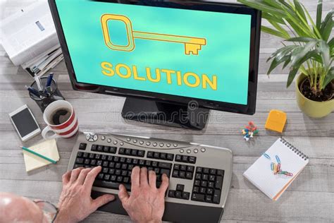 Solution Concept On A Computer Stock Photo Image Of Solve Monitor