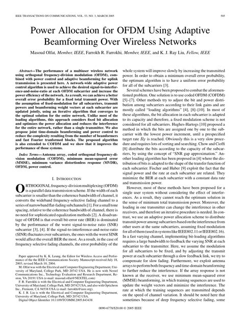 Pdf Power Allocation For Ofdm Using Adaptive Beamforming Over Wireless Networks