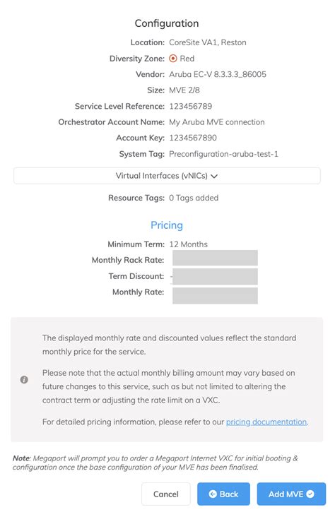 Creating An Mve Integrated With Aruba Edgeconnect Manually Megaport Documentation Megaport