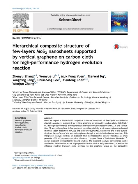 Pdf Hierarchical Composite Structure Of Few Layers Mos2 Nanosheets Supported By Vertical