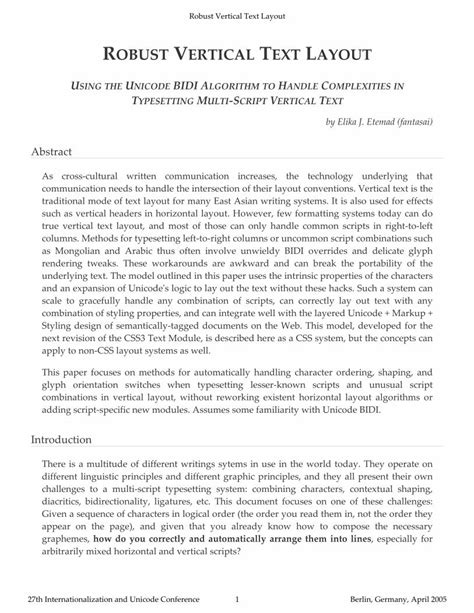 PDF Robust Vertical Text Layout Unicode Consortium Robust Vertical Text Layout Th