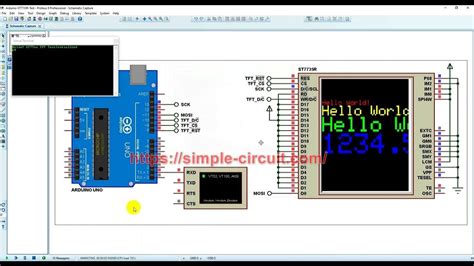 Arduino With St7735 Color Tft Display Proteus Simulation Youtube