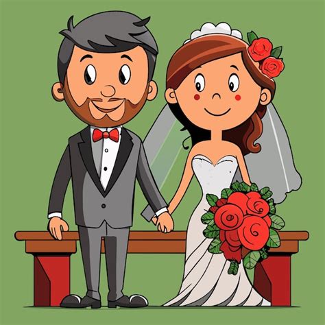 Premium Vector Bride And Groom Love Wedding Couple Hand Drawn Flat