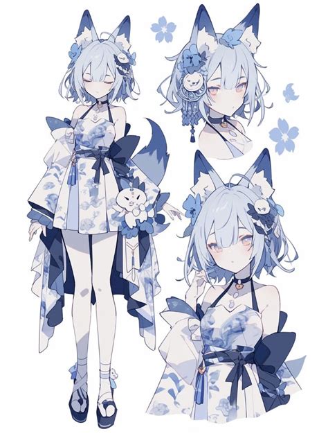 An Anime Character With White Hair And Blue Eyes Wearing Cat Ears On