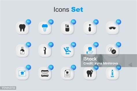 부러진 치아 치실 임플란트 엑스레이 튜브 치약 치통 진통제 정제 및 의료용 치과 의자 아이콘을 설정합니다 벡터 X 레이에 대한 스톡 벡터 아트 및 기타 이미지 Istock