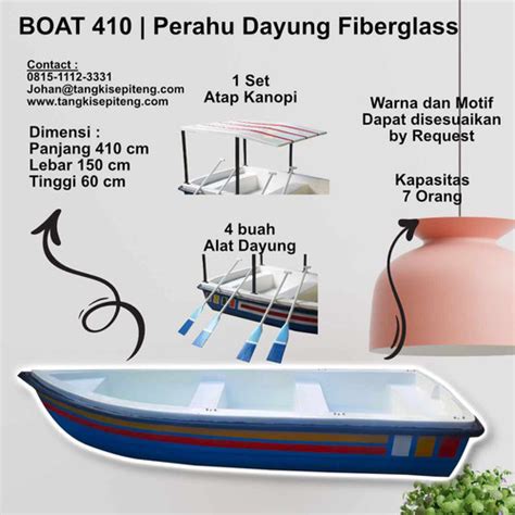 Jual Perahu Fiberglass Perahu Sampan Perahu Dayung 7 Orang Penumpang