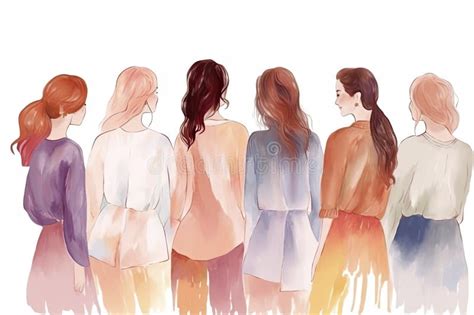 Happy Women Group For International Womenâ€™s Day Watercolor Style