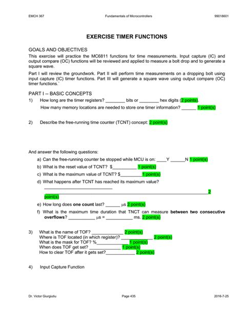 Exercise Timer Functions Goals And Objectives