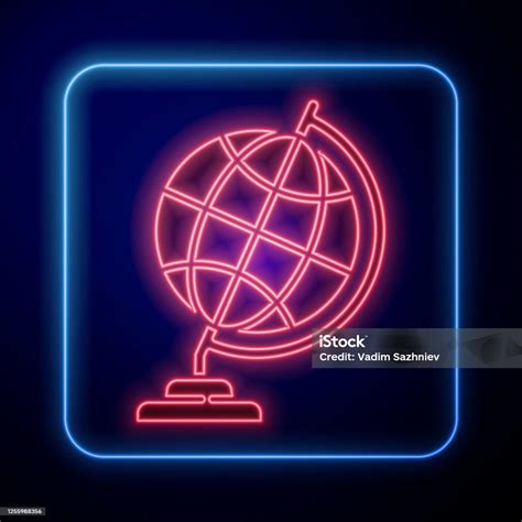 Vetores De Ícone Do Globo Da Terra De Neon Brilhante Isolado No Fundo