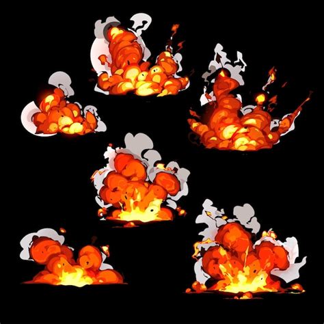 Premium Vector | Bomb explosion fire set boom clouds and smoke elements for ui game design ...