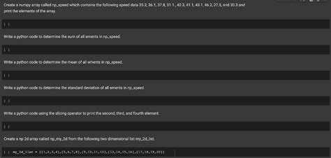 Solved Create A Numpy Array Called Np Speed Which Contains Chegg