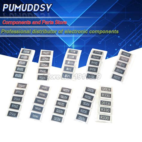 50 ชิ้น 1% 2512 SMD ความต้านทานตัวอย่างชุด 10 มูลค่า X5 ชิ้น = 50 ชิ้น ...