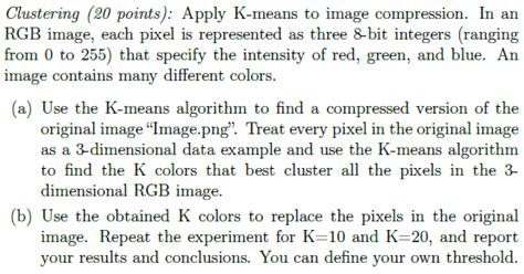Solved Clustering 20 Points Apply K Means To Image