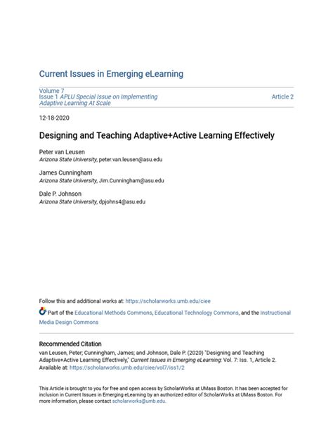 Designing And Teaching Adaptiveactive Learning Effectively Pdf Science And Mathematics