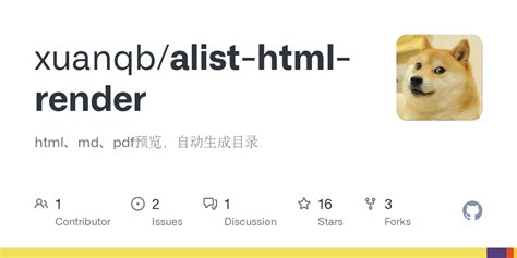 Github Xuanqbalist Html Render Html、md、pdf预览，自动生成目录