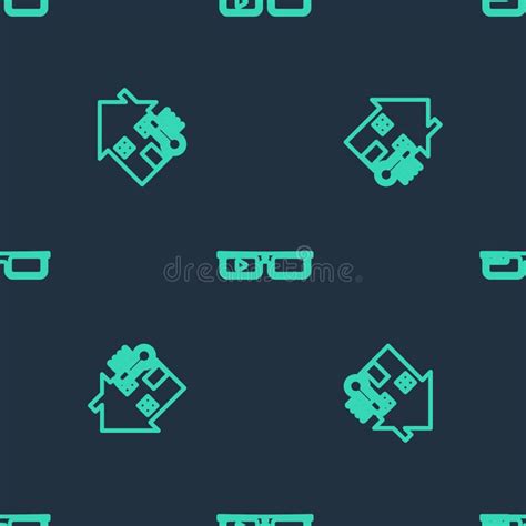 Set Line Smart Glasses House Temperature And On Seamless Pattern